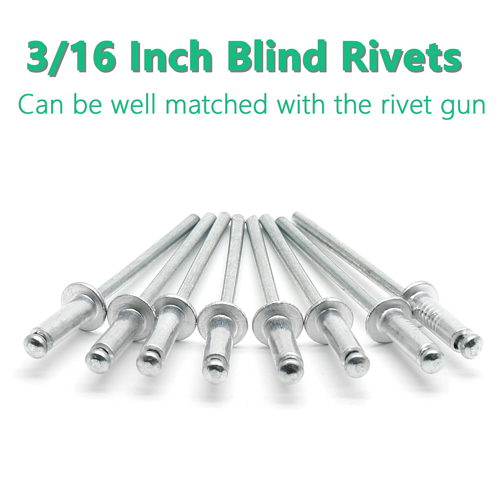 Qjaiune 100Pcs Aluminum Pop Rivets 3/16" x 1" (Diameter x Grip Length), Dome Head Blind Rivets for Sheet Metal Automotive Railway