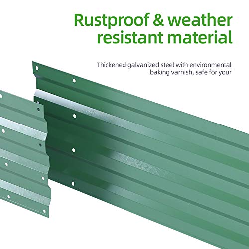 Ohuhu Metal Raised Garden Beds for Vegetables, 8x3x1 FT Reinforced Galvanized Rustproof Steel Raised Garden Boxes with Baking Varnish, Heavy Duty Planter Box Bed for Growing Flowers Herbs Succulents