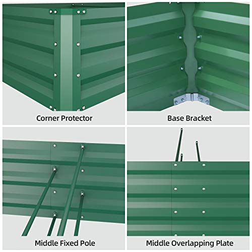 Ohuhu Metal Raised Garden Beds for Vegetables, 8x3x1 FT Reinforced Galvanized Rustproof Steel Raised Garden Boxes with Baking Varnish, Heavy Duty Planter Box Bed for Growing Flowers Herbs Succulents