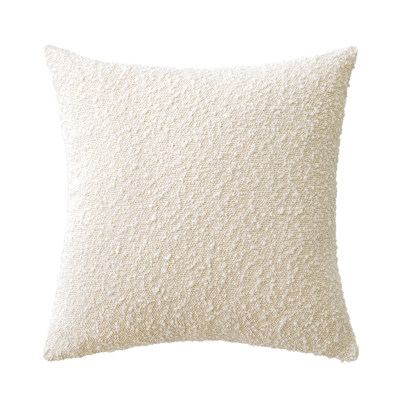 Woaboy Pack of 1 Decorative Throw Pillow Cover Pillowcase Textured Boucle Square Sofa Couch Pillow Home Decor for Living Room Woven Modern Cushion Case 18 x 18 Inch Pure White