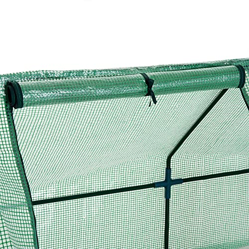 Outsunny 9' x 3' x 3' Portable Mini Greenhouse Outdoor Garden with Large Zipper Doors and Water/UV PE Cover, Green