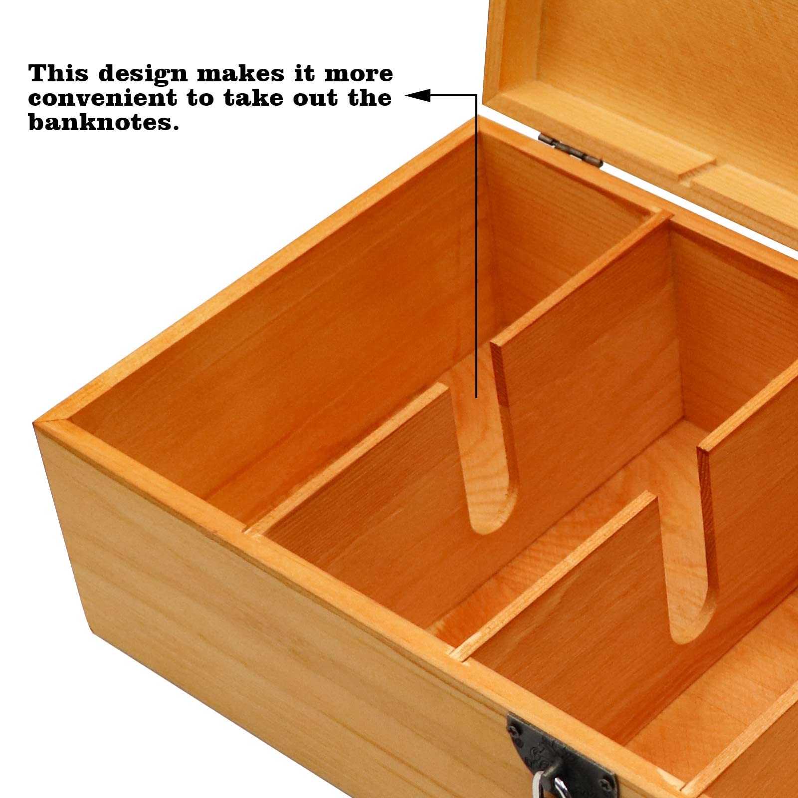 Bronze Wooden Lockable Currency Tray, 5 Compartment Cash Organizer, Cash Organizer Money Storage Box with Lockable Cover, Money Organizer for Cash