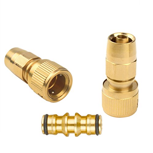 Set of Brass Garden Expanding Hose Joint Male Pipe Adaptor Repair with Quick Connector Fitting