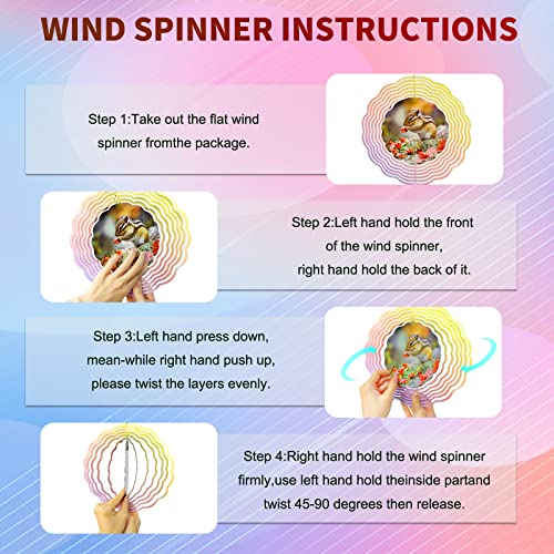 4 Pack 10 Inch Sublimation Wind Spinner Blanks, 3D Aluminum Wind Powered Kinetic Sculpture, Spinner Suspension Trim for Yards & Gardens(Round)