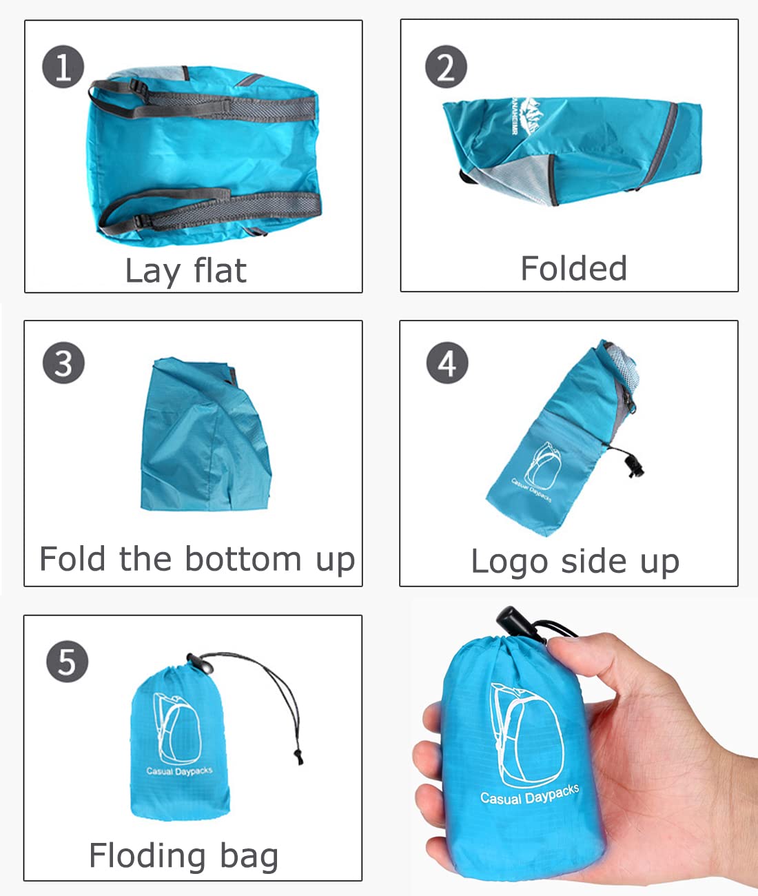 TRIYO Hiking Backpack Foldable lightweight Packable daypack Casual Small for Travel Work Sport Camping Navy Blue, One Size