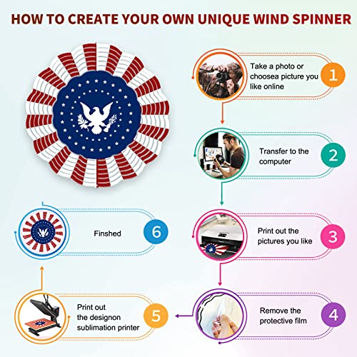 4 Pack 10 Inch Sublimation Wind Spinner Blanks, 3D Aluminum Wind Powered Kinetic Sculpture, Spinner Suspension Trim for Yards & Gardens(Round)