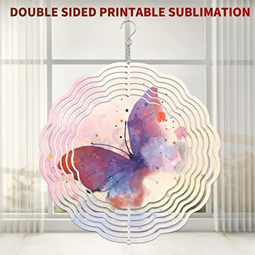 4 Pack 10 Inch Sublimation Wind Spinner Blanks, 3D Aluminum Wind Powered Kinetic Sculpture, Spinner Suspension Trim for Yards & Gardens(Round)