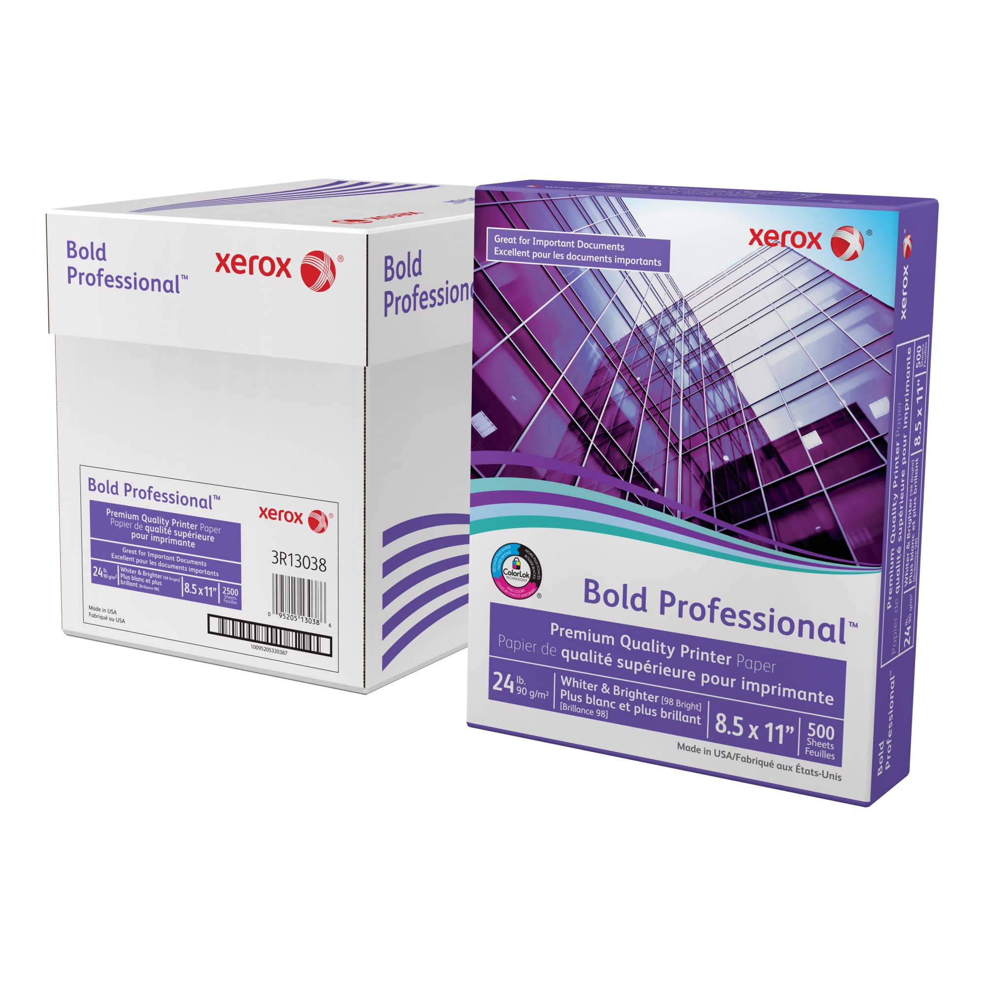 Xerox® Bold Professional Premium Quality Inkjet Or Laser Paper, 5 Reams, Letter Size (8 1/2" x 11"), Ream Of 500 sheets, 24 Lb, 98 Brightness, FSC® Certified