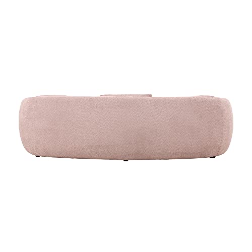 FANYE 93.6" Teddy Boucle Fabric Cloud Leisure Modern Comfy 4 Seaters Half-Moon Curved Couch,Beautiful Freestanding Sofa Perfect Shape More Decorative for Home Office Apartment Living Room, Pink