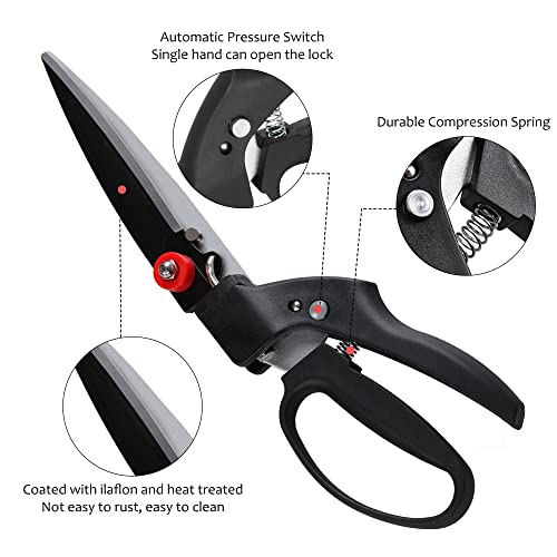 GARTOL Grass Shears with180 Degrees Rotating Cutter Head, Lightweight Loop-handle Garden Grass Clippers Scissors, 5 Inch SK-5 Steel Blade, Ideal for Edging and Trimming Decorative Grasses