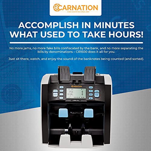 Bank Grade Mixed Denomination Bill Counter and Sorter CR1500 with Printer - Full Spectrum Counterfeit Detection PC Suite 2 Year Warranty (CR1500_P)