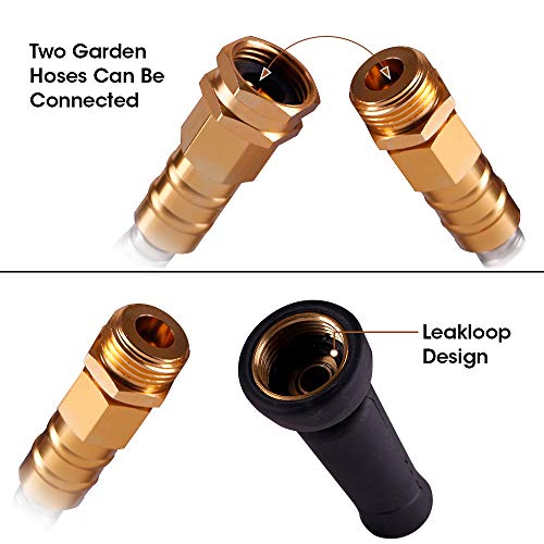 SCRIPTRACT 100’304 Stainless Steel Garden Hose with Free Removable Brass Nozzle Lightweight Metal Hose - Portable Durable and Resistant to Knots, Tangles and Punctures (100)