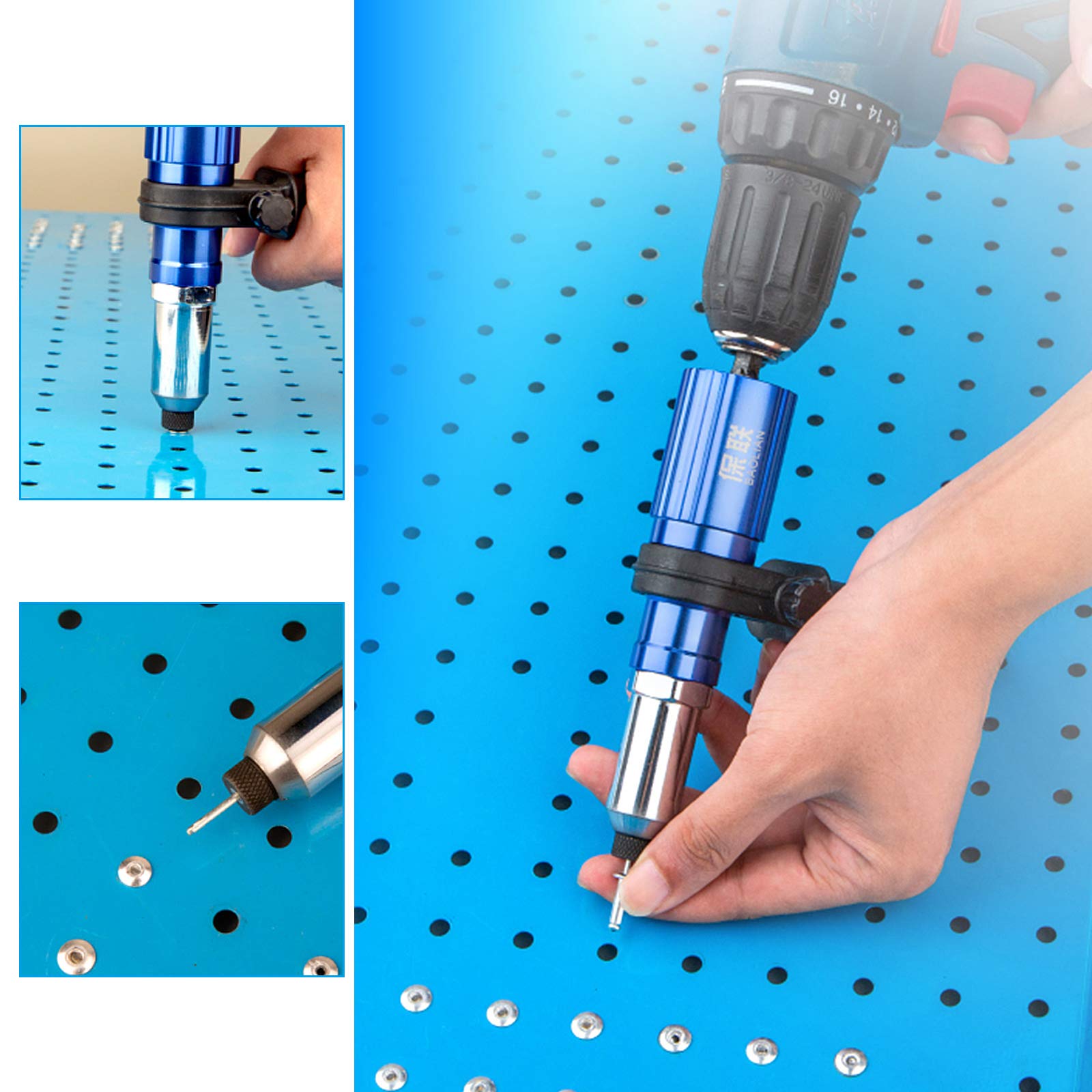 500pcs 3/16" x 3/8" Aluminum Blind Rivets, Self-Plugging Open End Type Pop Rivet with Steel Mandrel, Large Flange Blind Rivets for Sheet Metal, Automotive, Railway, Duct Work, Rivet Gun