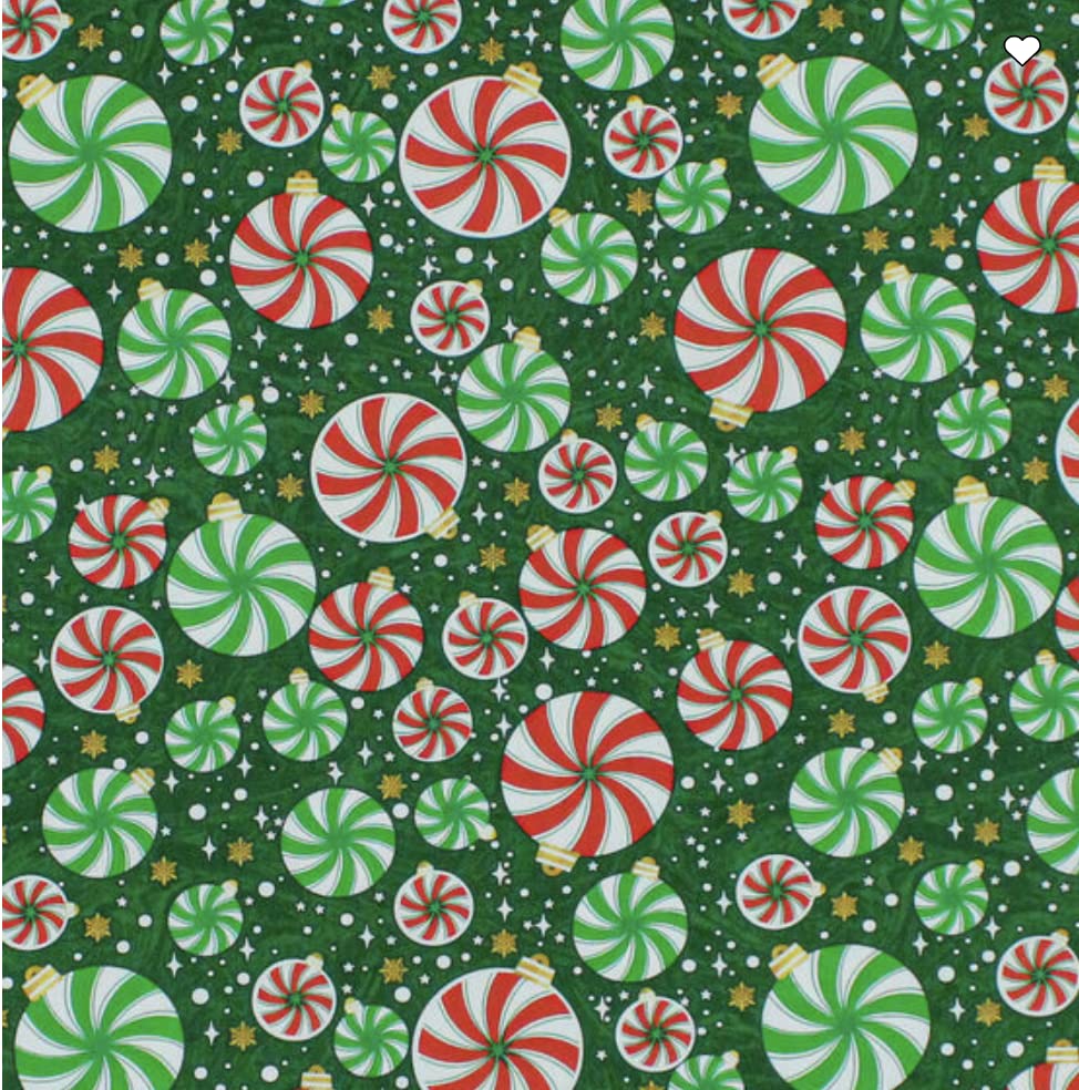 Christmas Peppermint Ornament Cotton Fabric by The Yard