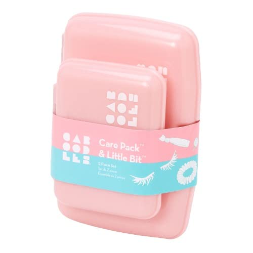 Claire's Exclusive - Caboodles Makeup Case Small - Duo Travel Cosmetic Purse Caboodle for Girls Organizer Storage Box Hard Cases - (Case 1 - 6x4x1) (Case 2 - 4x3x1) 2 Pack Pink