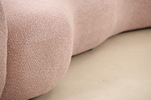 FANYE 93.6" Teddy Boucle Fabric Cloud Leisure Modern Comfy 4 Seaters Half-Moon Curved Couch,Beautiful Freestanding Sofa Perfect Shape More Decorative for Home Office Apartment Living Room, Pink