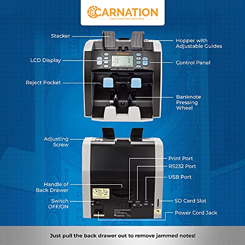 Bank Grade Mixed Denomination Bill Counter and Sorter CR1500 with Printer - Full Spectrum Counterfeit Detection PC Suite 2 Year Warranty (CR1500_P)