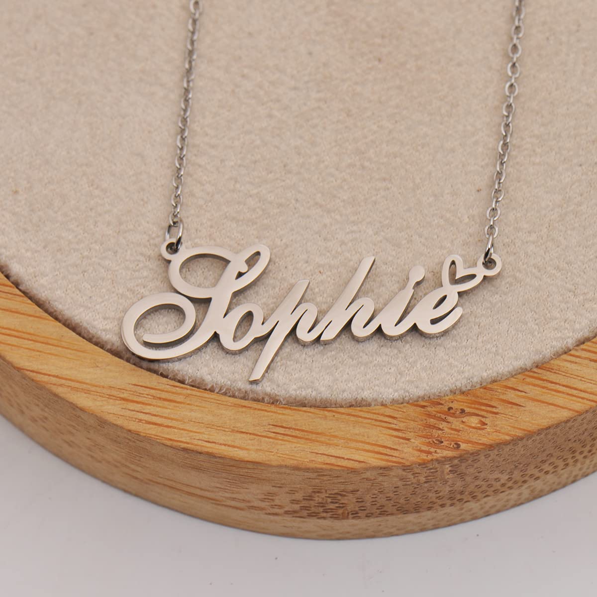 HUAN XUN Initial Name Necklaces Silver for Women Lacey Necklace Heart Pendant Jewelry for Christmas