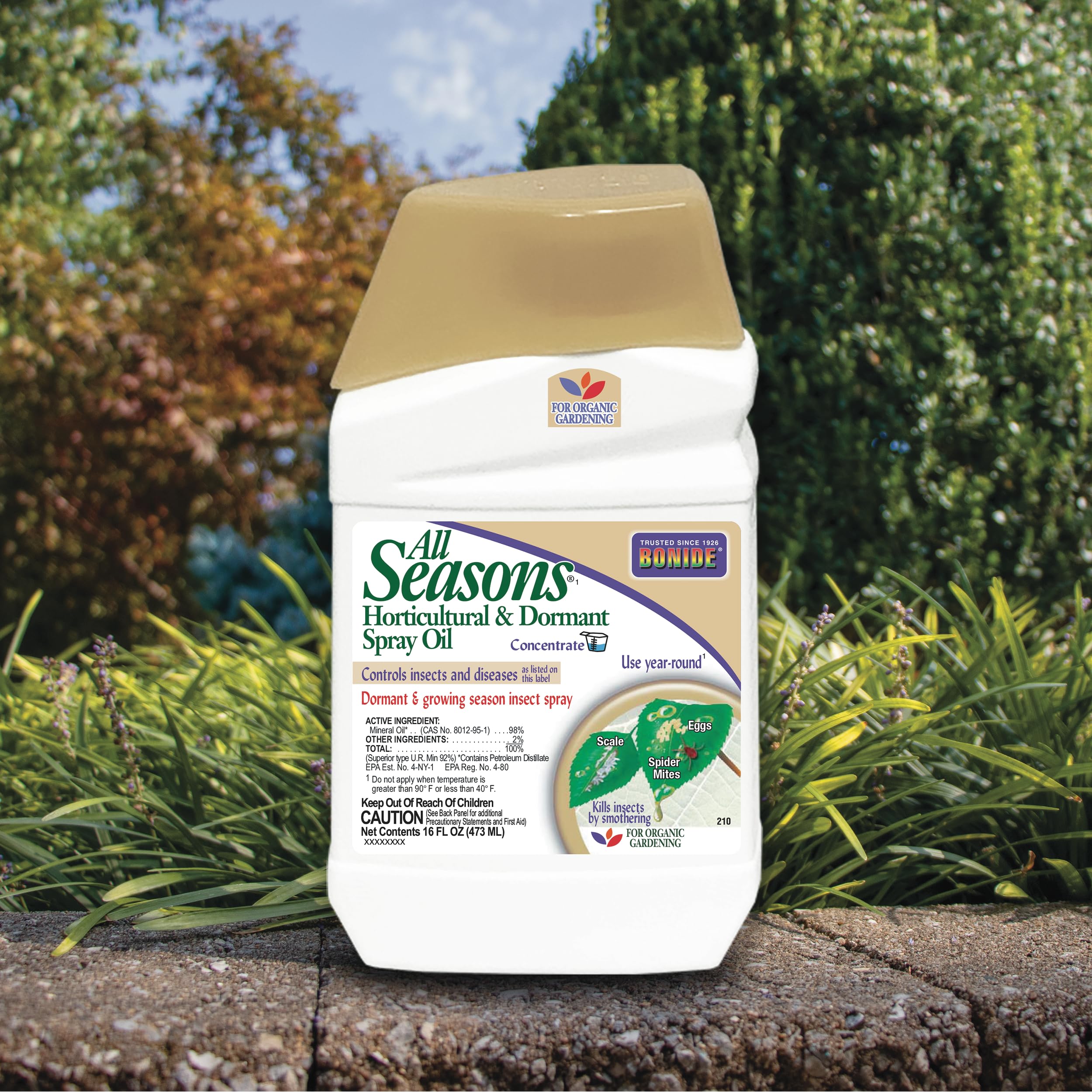 Bonide All Seasons Horticultural & Dormant Spray Oil, 16 oz Concentrate, Disease Prevention & Insect Killer for Organic Gardening
