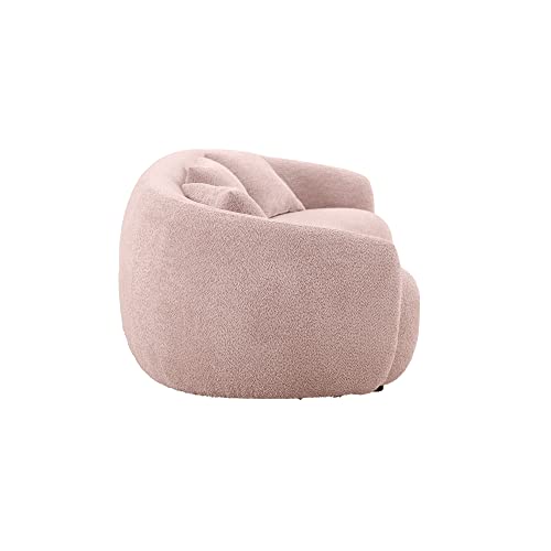 ERYE 93.6" Teddy Boucle Fabric Cloud Leisure Modern Comfy 4 Seaters Half-Moon Curved Couch,Beautiful Freestanding Sofa Perfect Shape More Decorative for Home Office Apartment Living Room, Pink