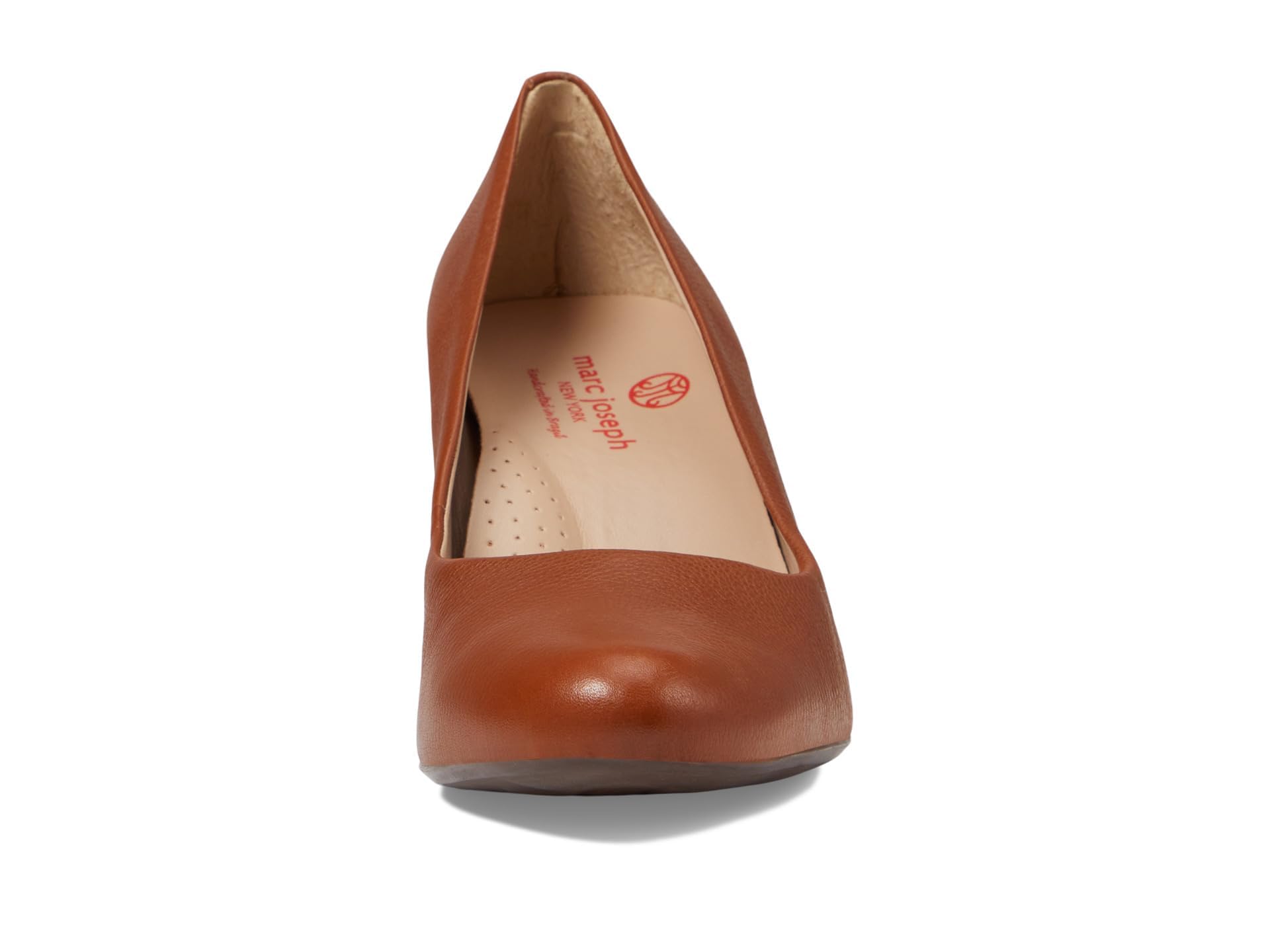 Marc Joseph New York James Street Slip-on Shoes for Women – Round-Toe Silhouette – Rubber Outsole Pump Cognac Nappa Soft 8 M