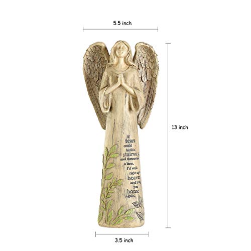 Topadorn Garden Statuary Outdoor Praying Angel Resin Figurines,Collectible Sculptures,14" H