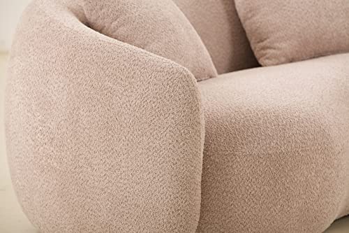 ERYE 93.6" Teddy Boucle Fabric Cloud Leisure Modern Comfy 4 Seaters Half-Moon Curved Couch,Beautiful Freestanding Sofa Perfect Shape More Decorative for Home Office Apartment Living Room, Pink