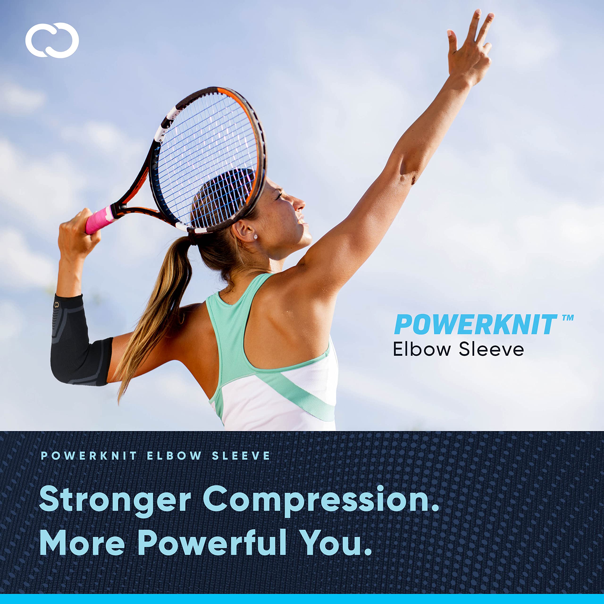 Copper Compression PowerKnit Elbow Sleeve - Seamless Elbow Brace for Men & Women - Pain Relief for Tendonitis, Tennis Elbow, Golfers, Weight Lifting - Fits Right or Left - 1 Sleeve - L/XL