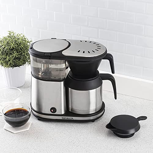 Bonavita 5 Cup Drip Coffee Maker Machine, One-Touch Pour Over Brewing w/ Double Wall Thermal Carafe, SCA Certified, 1100 Watt, BPA Free, Dishwasher Safe, Stainless Steel, BV1500TS