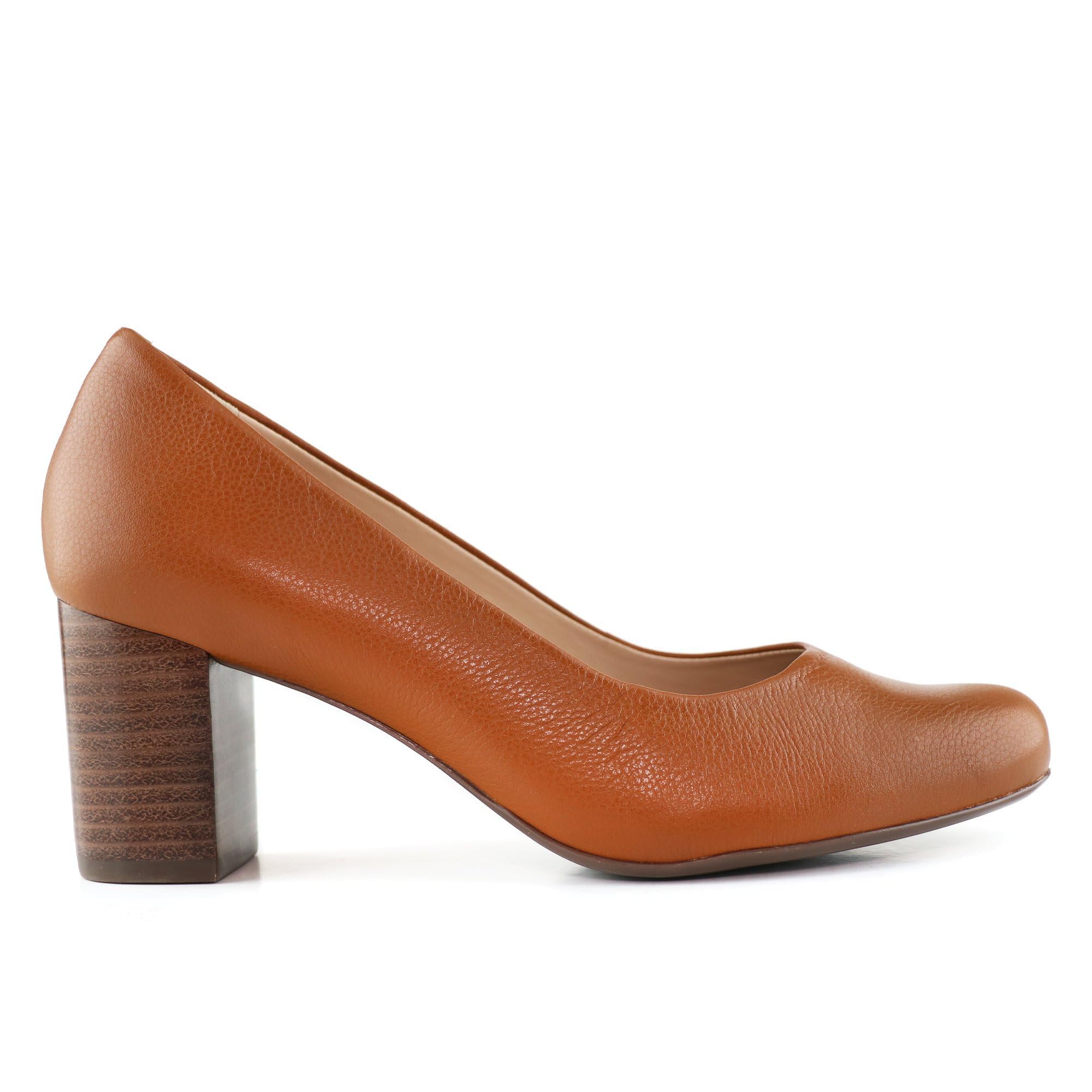 Marc Joseph New York James Street Slip-on Shoes for Women – Round-Toe Silhouette – Rubber Outsole Pump Cognac Nappa Soft 8 M
