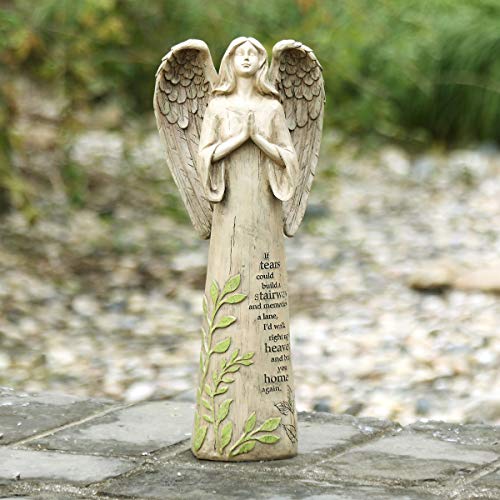 Topadorn Garden Statuary Outdoor Praying Angel Resin Figurines,Collectible Sculptures,14" H