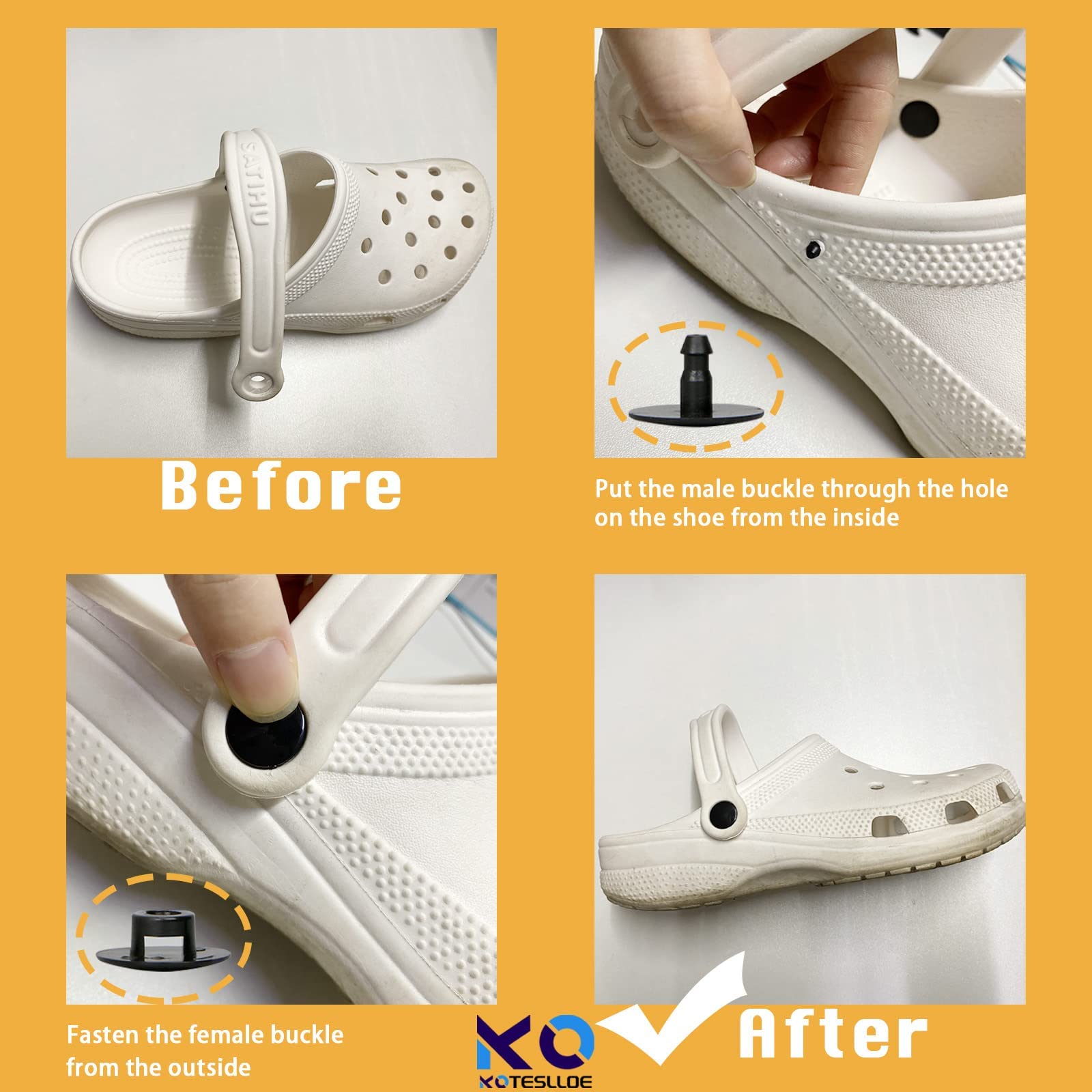 KOTESLLOE 8 Sets Replacement Rivets for Crocs, Replacement Parts for Crocs, Accessories Help You Repair Instead Replace a New Pair of Crocs, Rivets for Crocs Strap Replacement, Black