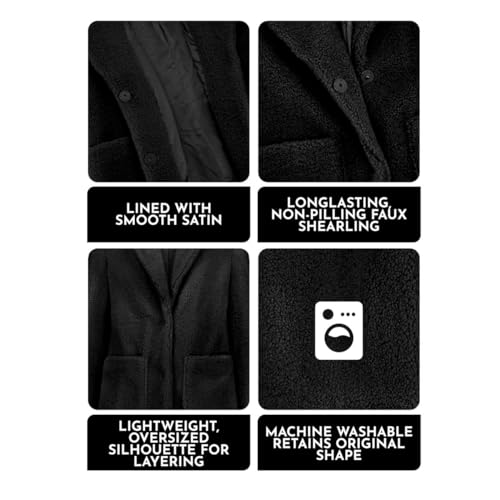 French Connection womens 3/4 Shearling Faux Fur Coat, Black, Large US