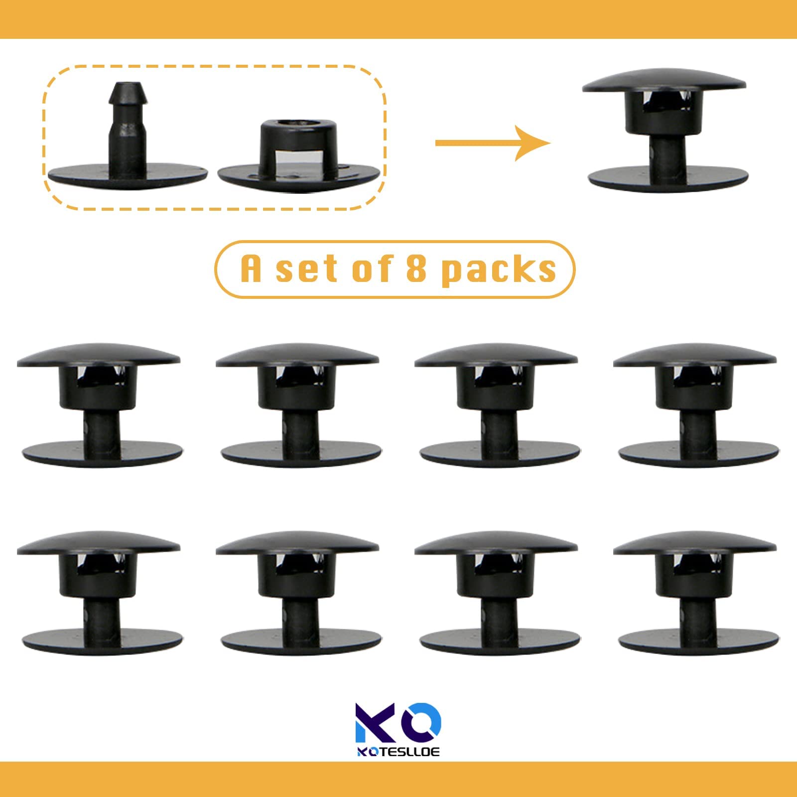 KOTESLLOE 8 Sets Replacement Rivets for Crocs, Replacement Parts for Crocs, Accessories Help You Repair Instead Replace a New Pair of Crocs, Rivets for Crocs Strap Replacement, Black