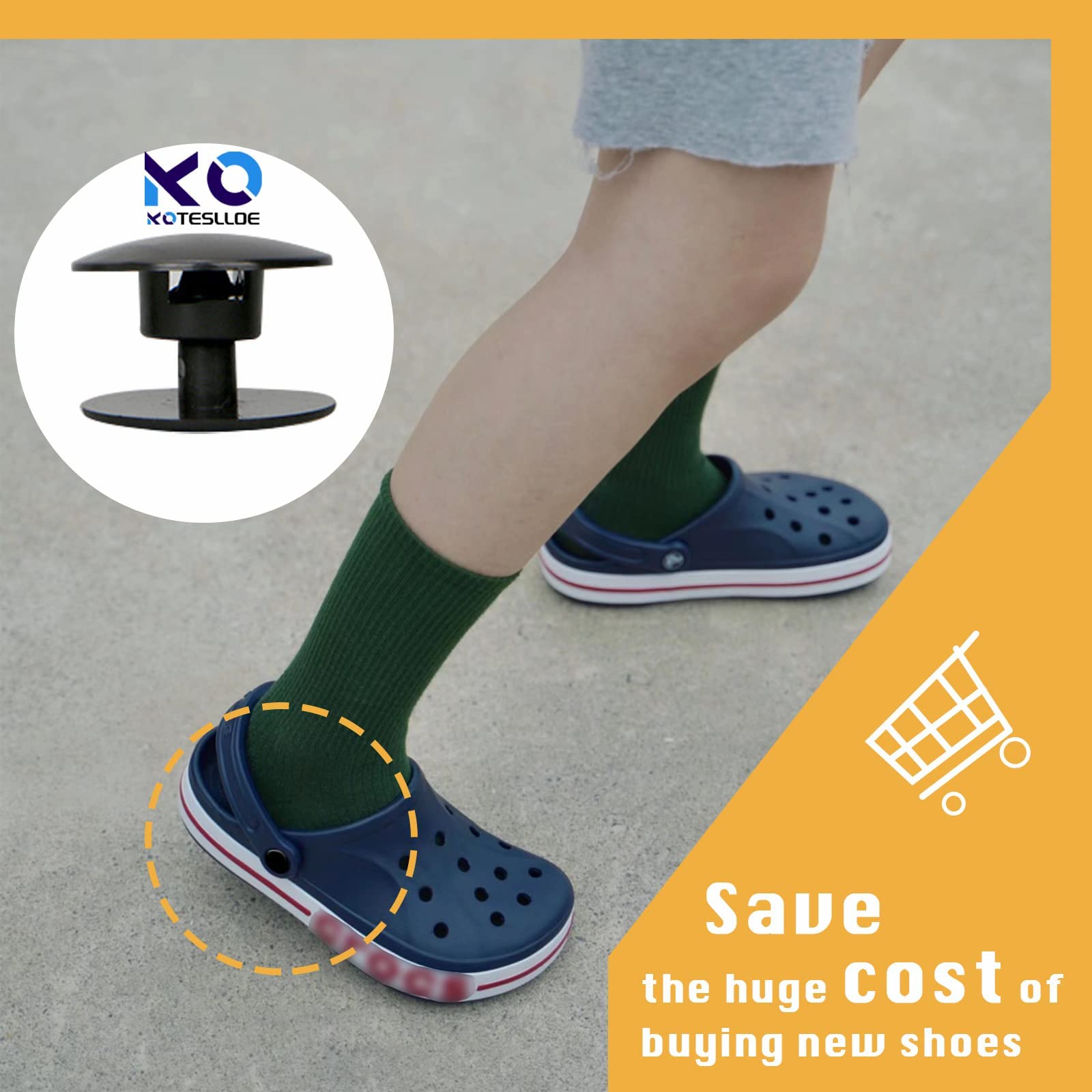 KOTESLLOE 8 Sets Replacement Rivets for Crocs, Replacement Parts for Crocs, Accessories Help You Repair Instead Replace a New Pair of Crocs, Rivets for Crocs Strap Replacement, Black