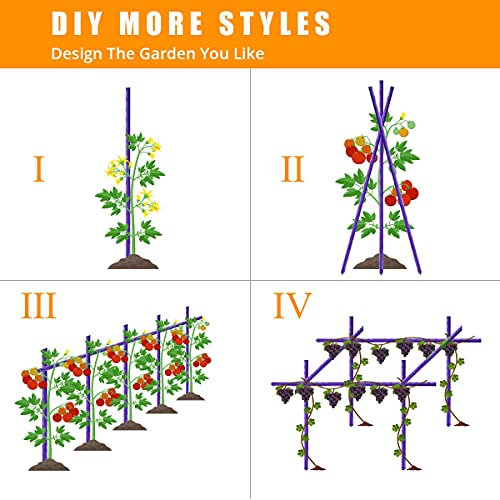 LAVEVE Garden Stakes 48 Inches Heavy Duty Steel Tomato Stakes, Plastic Coated Support Stakes for Securing Trees, Climbing Plants, Cucumber, Beans, Pack of 20