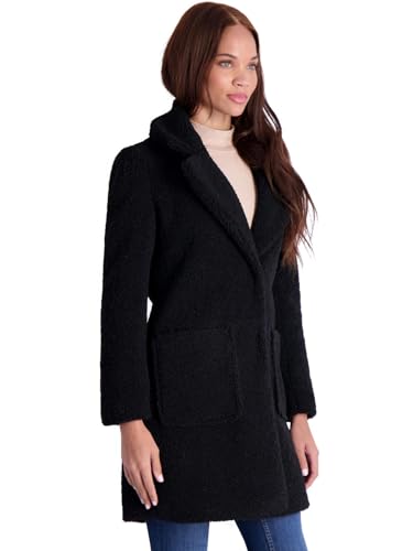 French Connection womens 3/4 Shearling Faux Fur Coat, Black, Large US