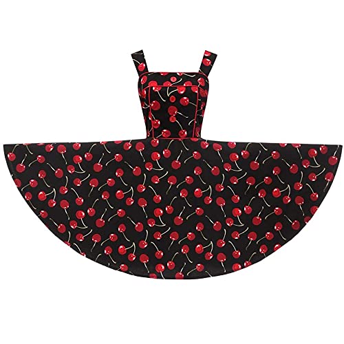 50's Retro Cocktail Summer Tea Dress Women's Rock Sling Floral Dot Dress Swing Party Dress（DV8025-M） Black Cherry