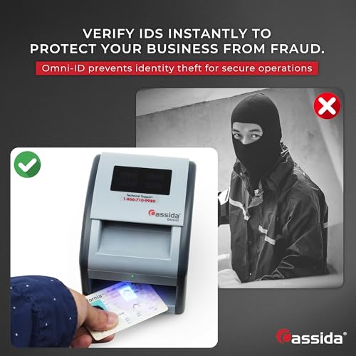 Cassida Omni-ID 2-in-1 Currency Counterfeit Detector with UV Identification Verification Lights β Bill Checker with Infrared, Magnetic and Ultraviolet Sensors - Easy to Read PASS/FAIL Display