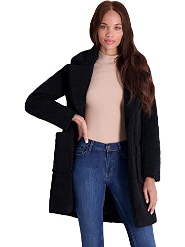 French Connection womens 3/4 Shearling Faux Fur Coat, Black, Large US