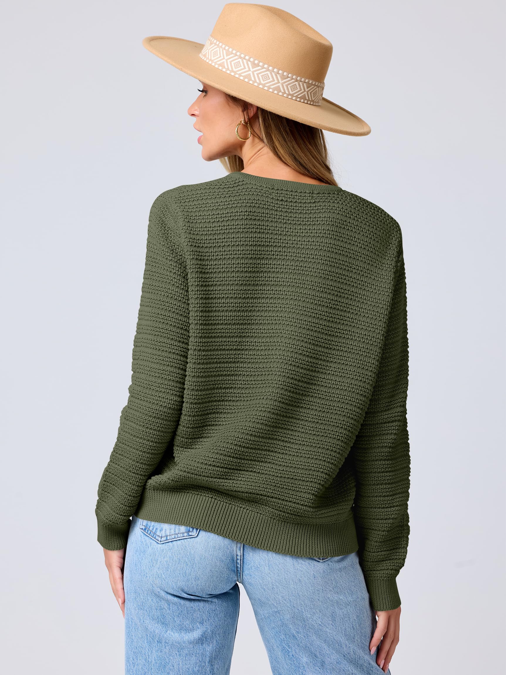 ANRABESS Women's Tweed Knit Cardigan Sweater Casual Long Sleeve Cropped Button Down Lady Jackets 2025 Spring Fashion Outwear Army Green Medium
