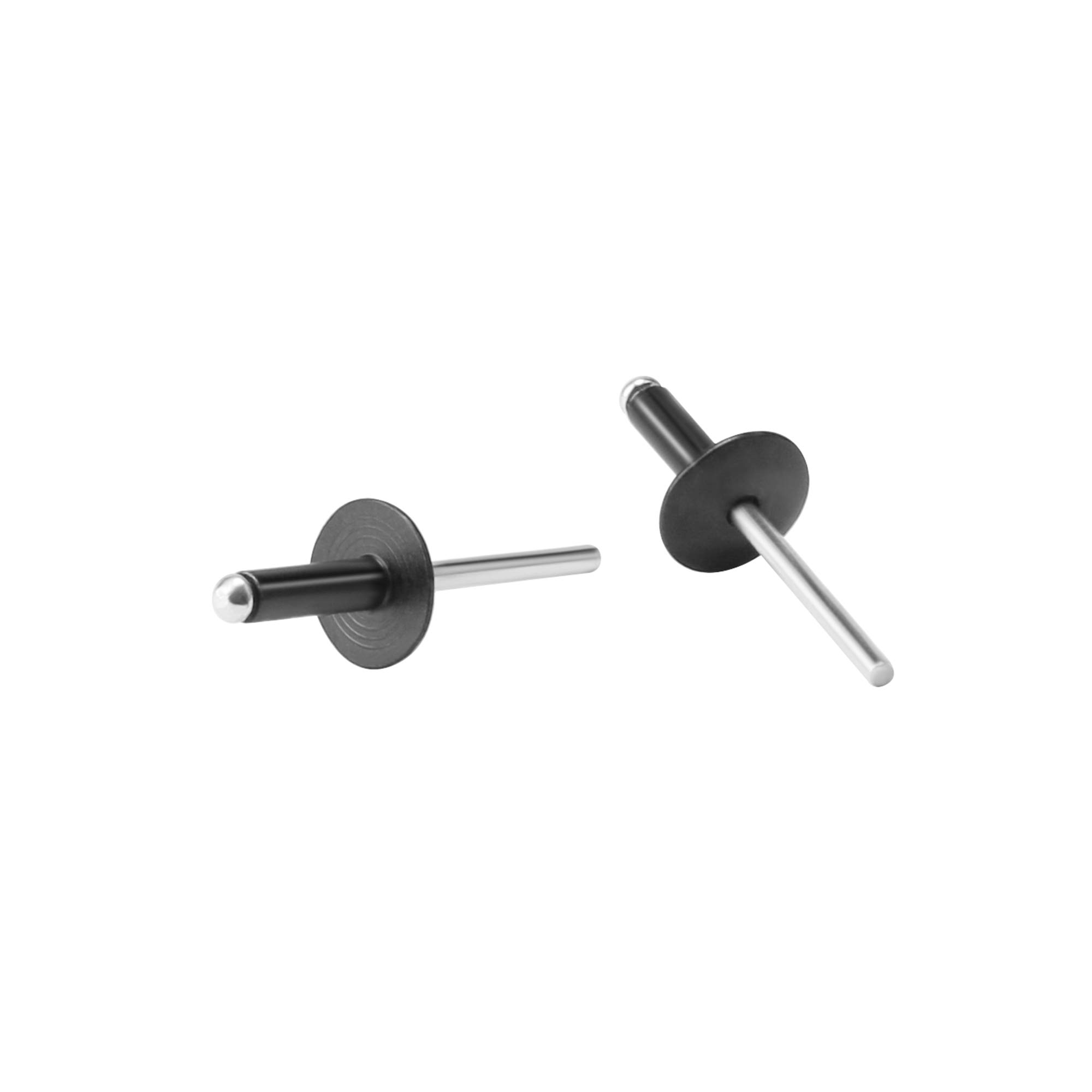 100pcs black Large Flange Blind Rivets, Aluminum, Flange Diameter 5/8" (16mm), Pop Rivets Assortment Kit Blind Rivet, 3/16" x 5/8", Grip Range (12-16mm)
