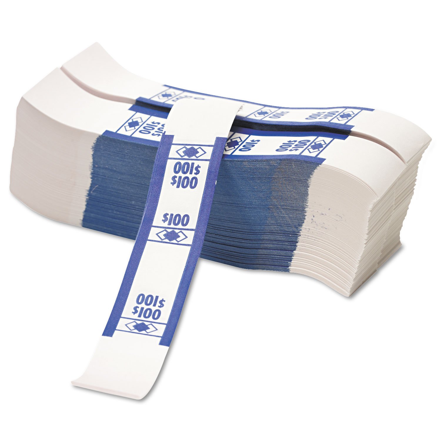 Iconex 94190060 Color-Coded Kraft Currency Straps, Dollar Bill, 100, Self-Adhesive, 1000/Pack