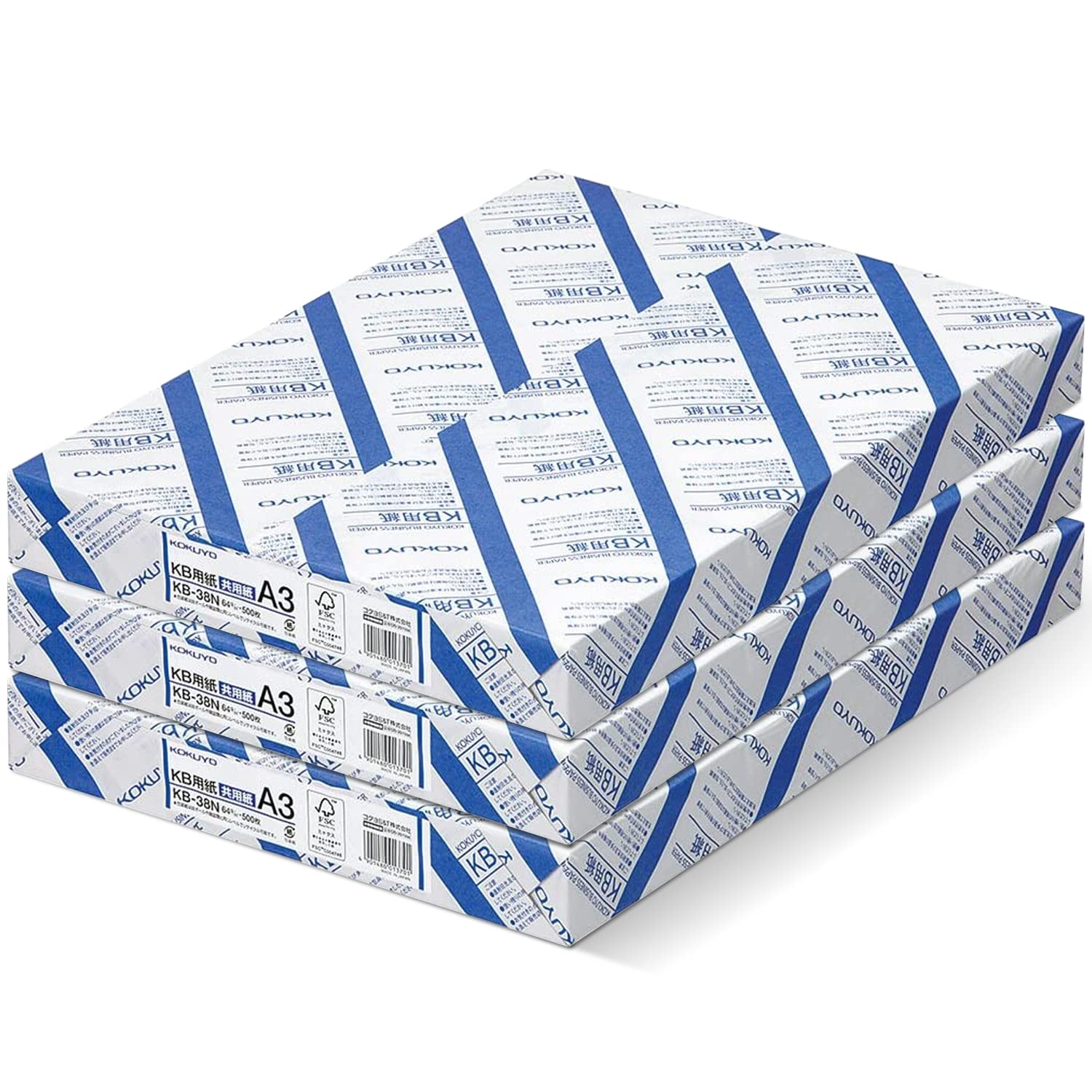 Kokuyo A3 (11.7 in x 16.5 inches) KB Paper, 3 Ream (1500 Sheets), 80 Bright - Perfect for Engineering technical drawings - FSC Certified, Japan Import (KB-L31TN)