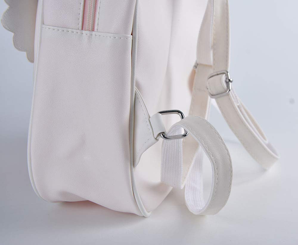 TOKYO-T Ita Bags Backpack Wing Heart Bag Transparent PU Leather Heart Lolita (White)