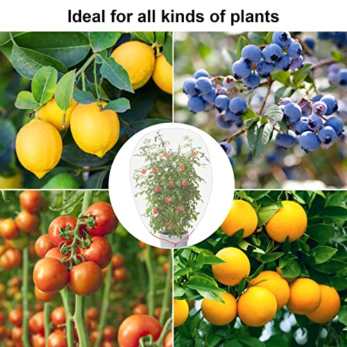 Unves Large 2 Pcs Garden Plant Netting Bird Barrier Mesh Fruit Tree Netting with Drawstring, 3 x 4.5ft Plant Cover Netting Bags Protect Plant Fruits Vegetables Flower from Bird Eating