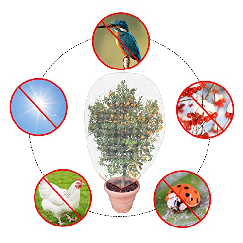 Unves Large 2 Pcs Garden Plant Netting Bird Barrier Mesh Fruit Tree Netting with Drawstring, 3 x 4.5ft Plant Cover Netting Bags Protect Plant Fruits Vegetables Flower from Bird Eating