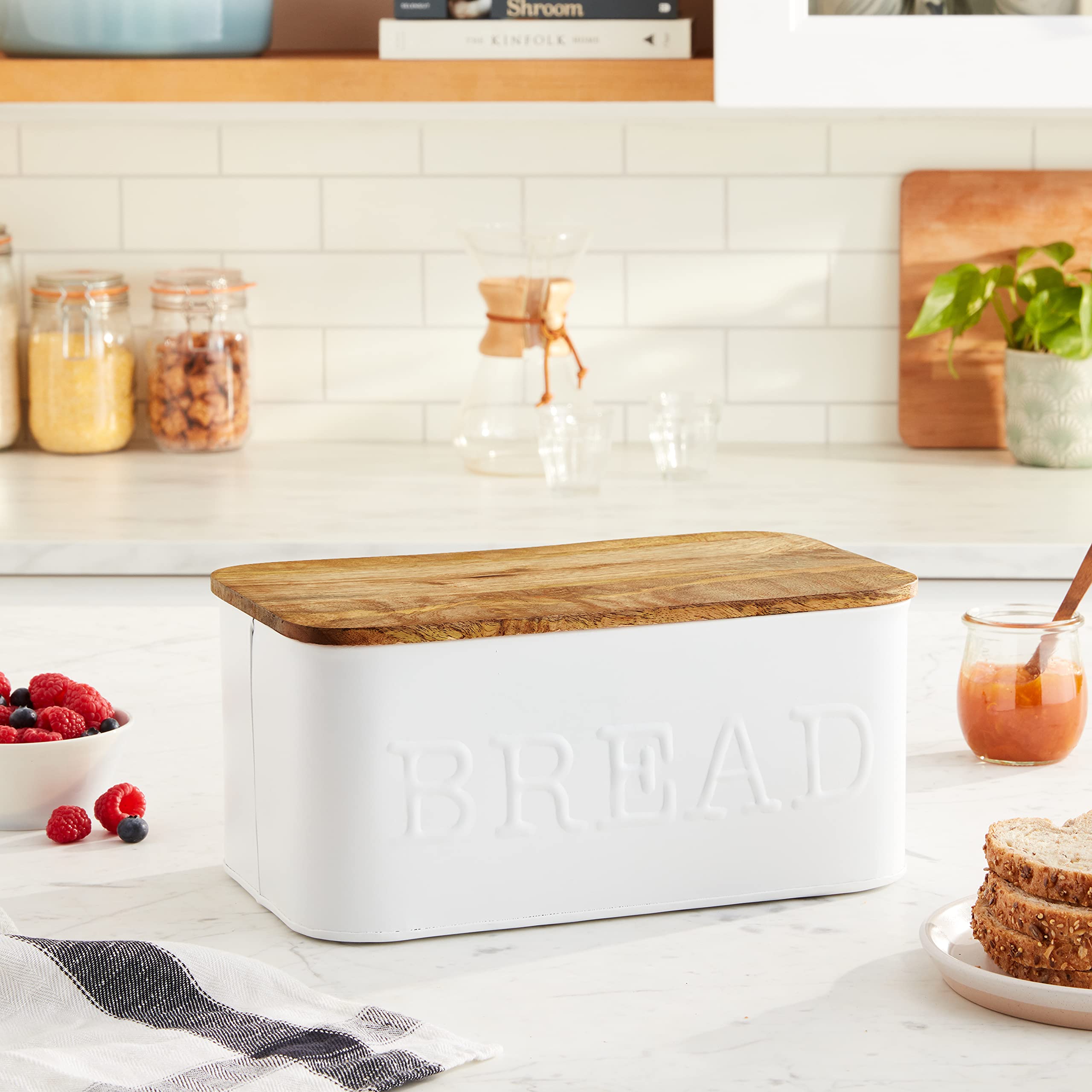 Mud Pie Circa Bread Box white, 5 1/4" x 12"