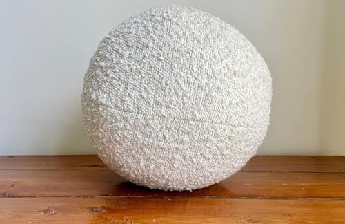 Boucle Ball Pillow, Boucle Sphere Cushion, Orb Pillow, Teddy Ball Pillow, Luxury Bouclé, Designer Pillow, Modern Decor (Ivory)