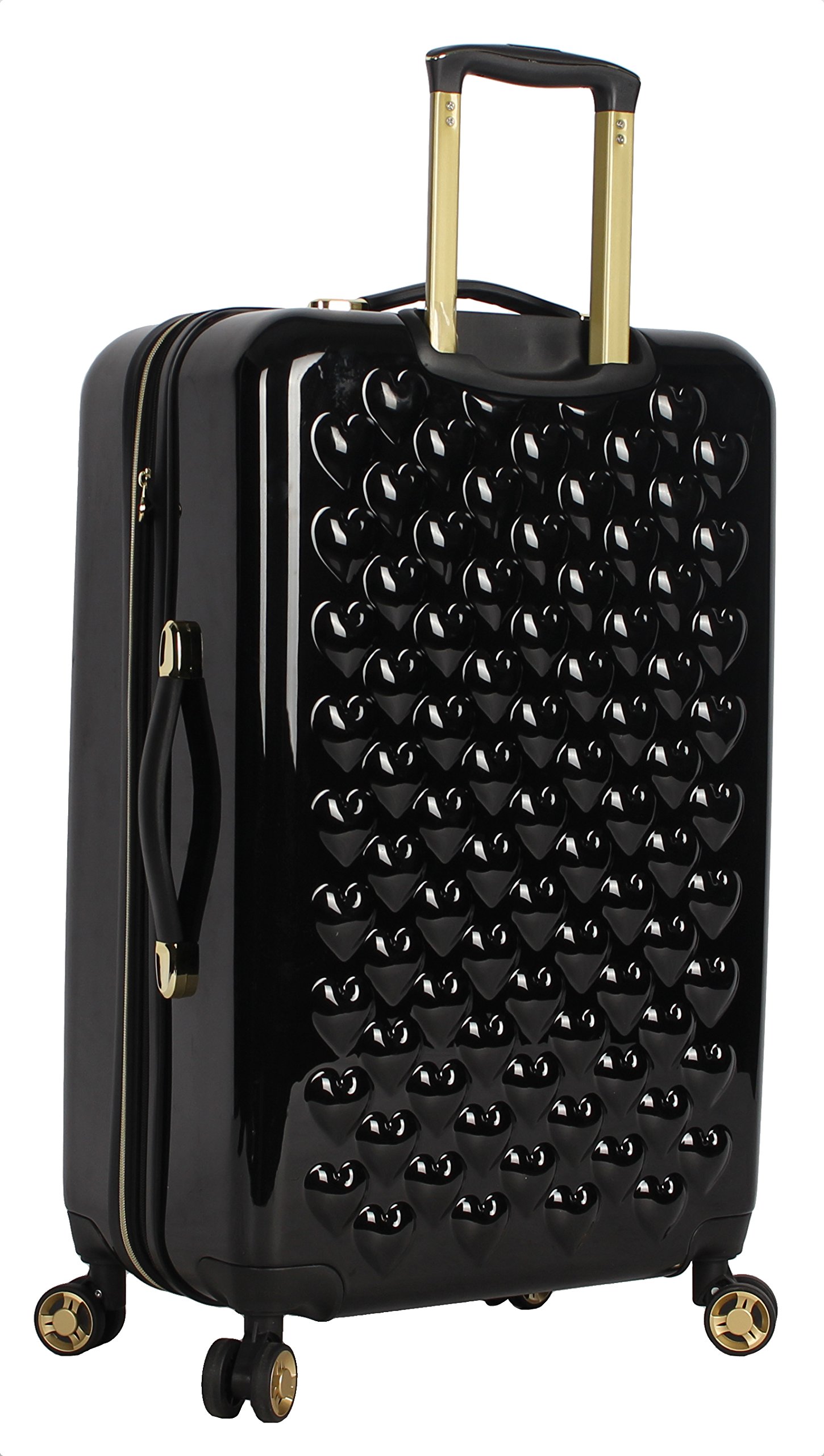Betsey Johnson Luggage Hardside 3 Piece Set Suitcase With Spinner Wheels (20" 26" 30") (One Size, Heart to Heart Black)